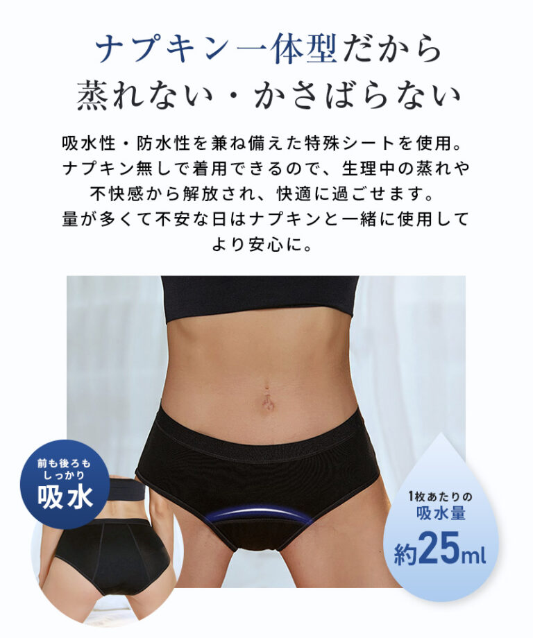 【3枚セット】吸水 サニタリーショーツ ナプキン不要 レーヨン ec-091 - TradeE